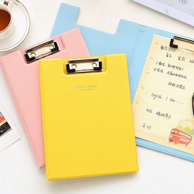 Macaron Yellow A5 Double Layer Folder A5 Board Folder Flip File Folder ...